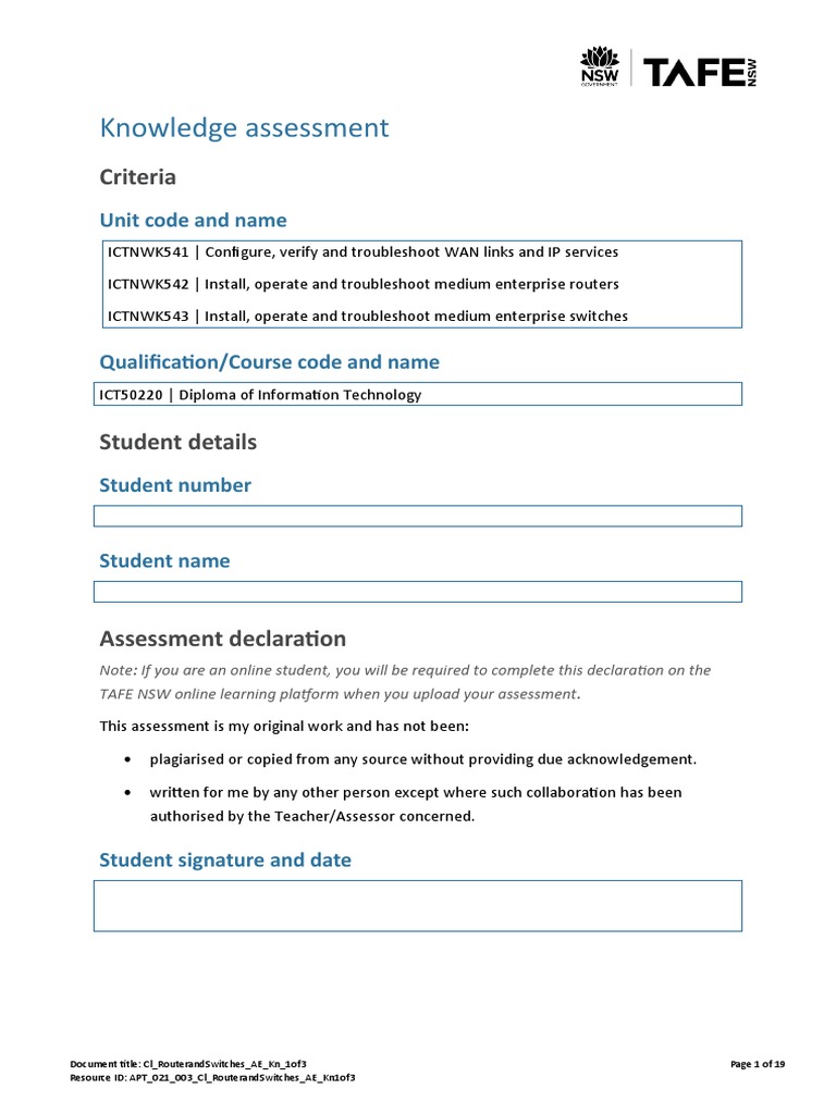 CL RouterAndSwitches AE Kn1of3 Answer | PDF | Computer Network | Osi Model