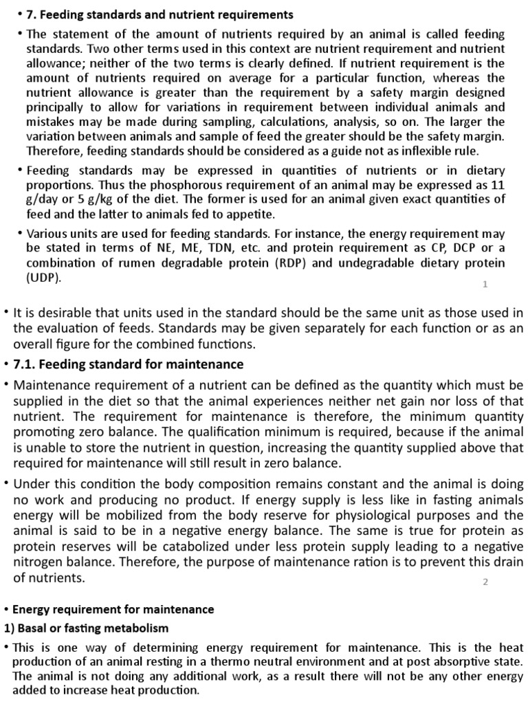 Nutrient Requirements and Feeding Standards | PDF | Vitamin | Nutrients
