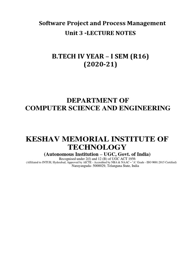 Sppm-Unit III Precise Notes | PDF | Project Management | Top Down And ...