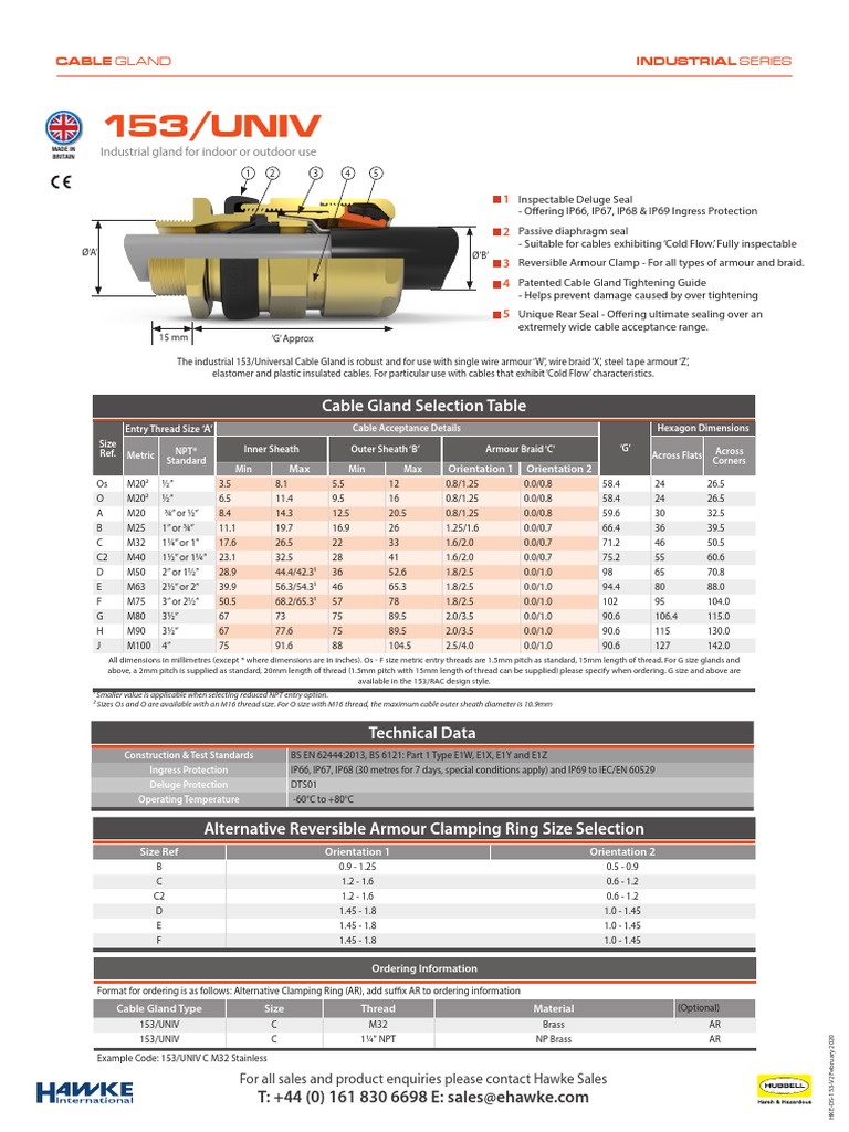 Hawke CableGland 153 UNIV Industrial V2 | PDF