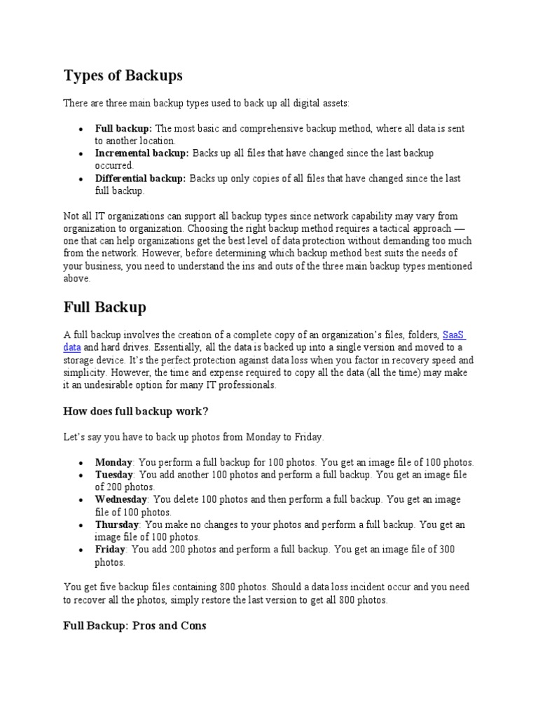Types of Backups | PDF | Backup | Computer File