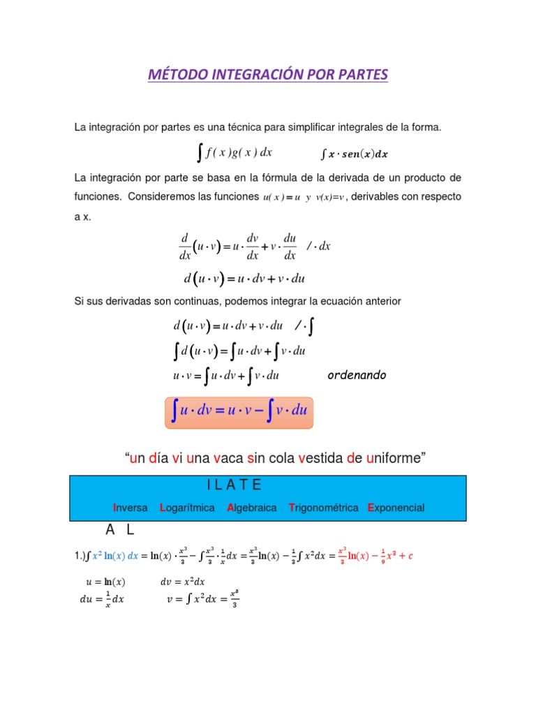 Método de Integración por Partes | PDF