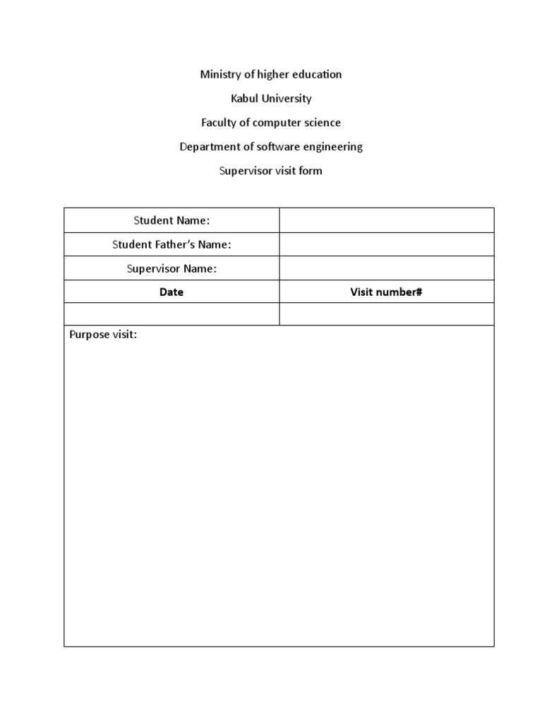 Supervisor Visit Form | PDF