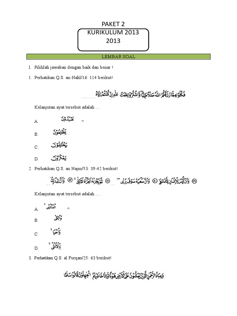 Paket Try Out 2 Pai | PDF | Agama & Spiritualitas