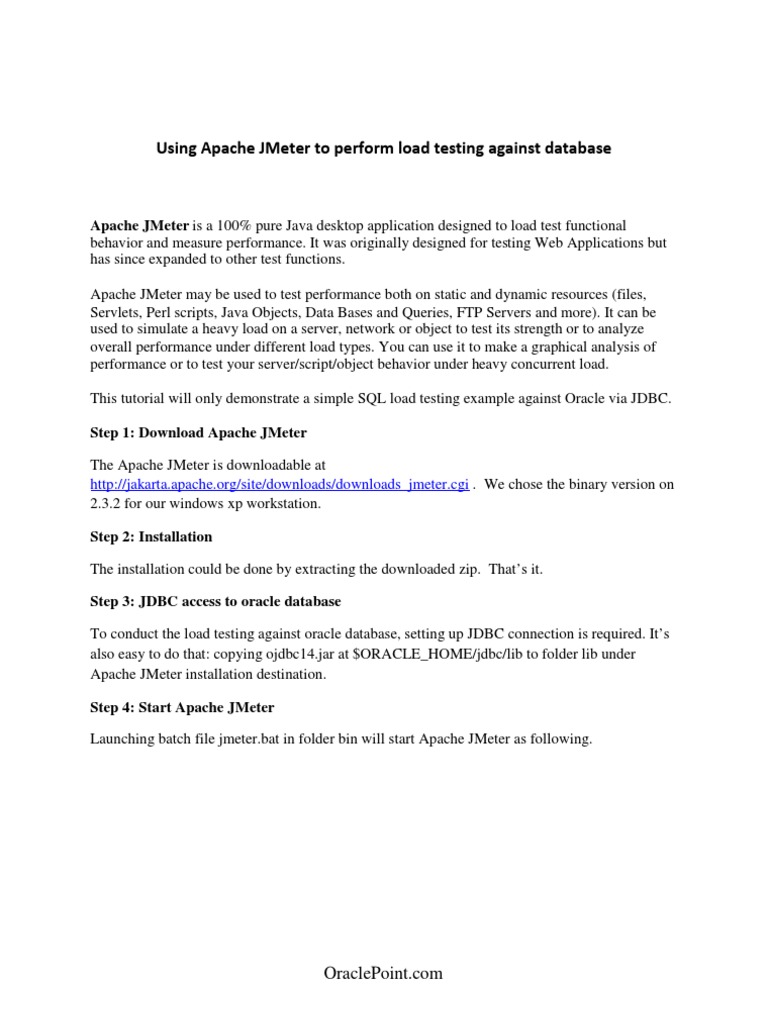 Using Apache Jmeter To Perform Load Testing Agains Pdf Oracle Database Java Programming