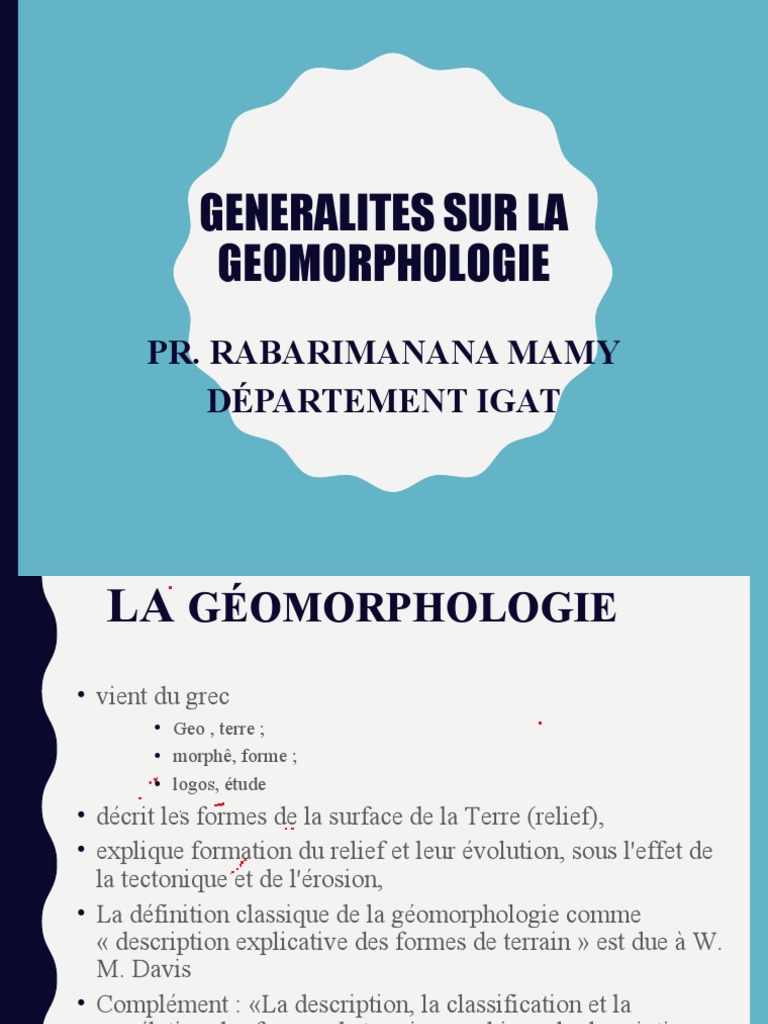 Chap1 Generalites Sur La Geomorphologie | PDF | Géomorphologie ...