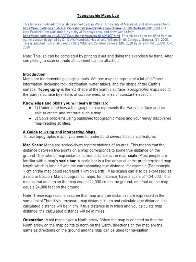 Topographic Maps Lab | PDF | Contour Line | Map