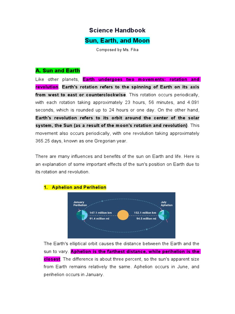 Science Handbook - Sun, Earth, and Moon | PDF | Moon | Solar Eclipse
