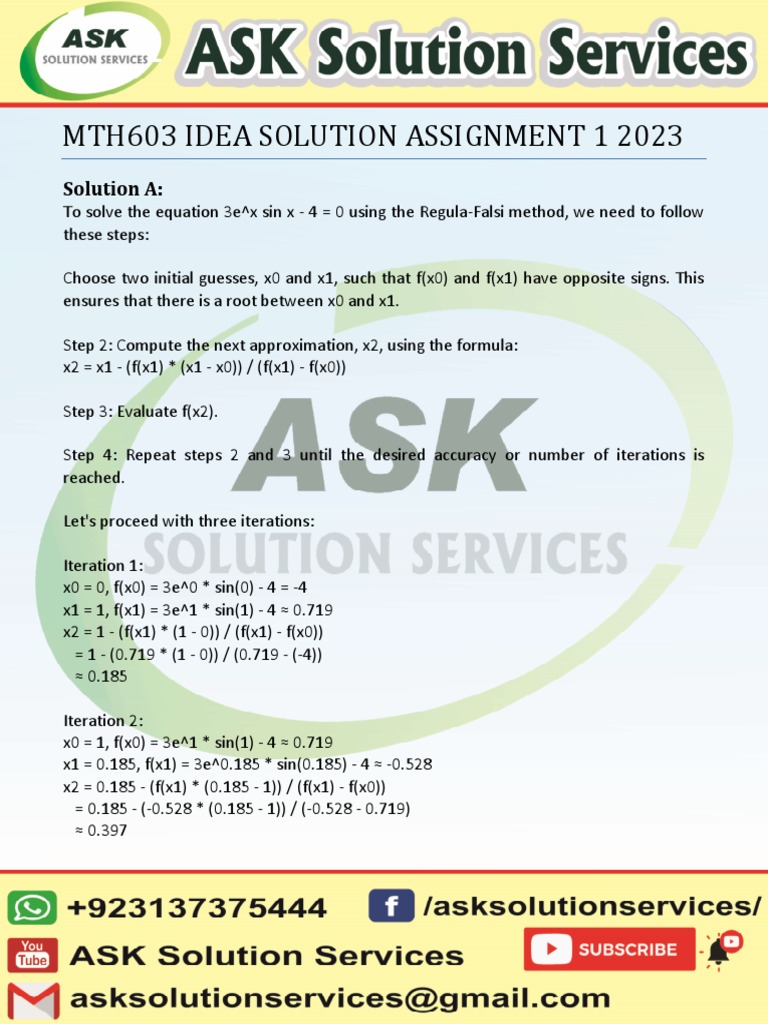 SOLUTION SPRING MTH603 1 2023 by ASK Solution Services | PDF | Matrix (Mathematics) | Applied ...