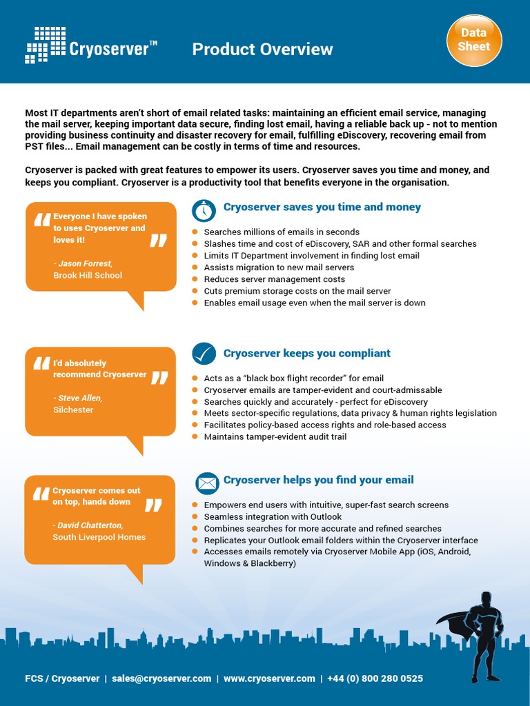 Cryoserver Email Management Solutions | PDF | Microsoft Outlook | Software