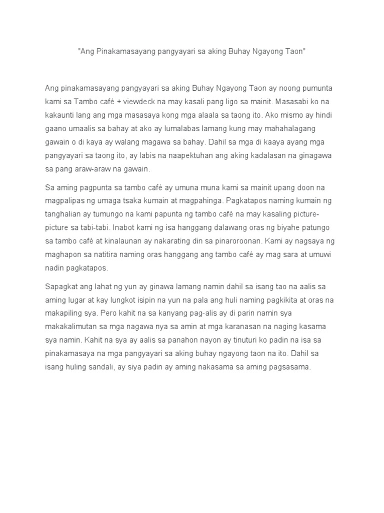 Pinakamasayang Pangyayari Sa Buhay Ko | PDF