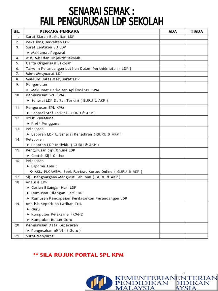 Isi Kandungan Fail Pengurusan Ldp Pdf