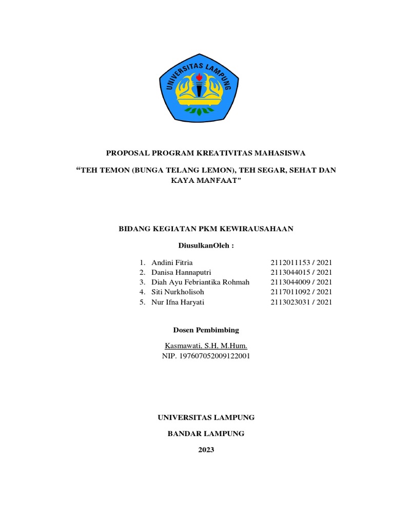 Draft Proposal PKM-K 2023 (Teh Temon) | PDF