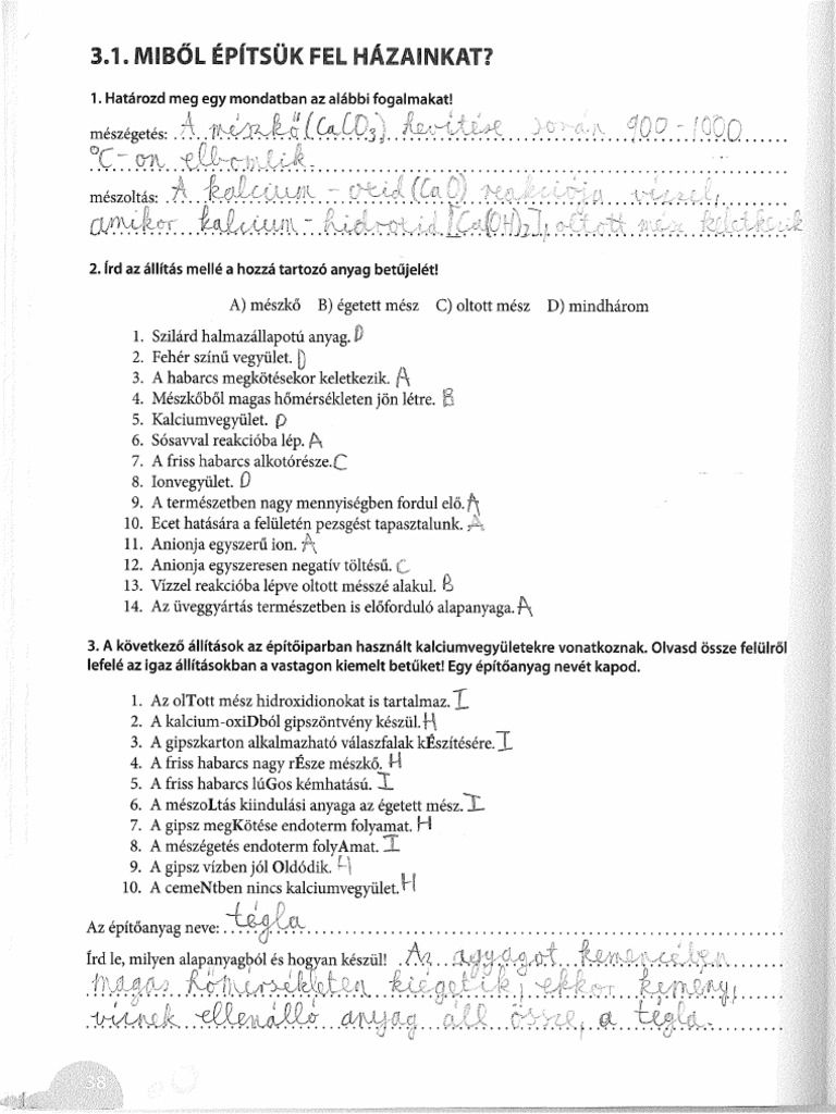 Kémia 8 Megoldasok 3.fejezet | PDF