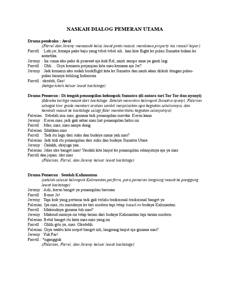 Naskah Dialog Pemeran Utama | PDF | Seni | Puisi