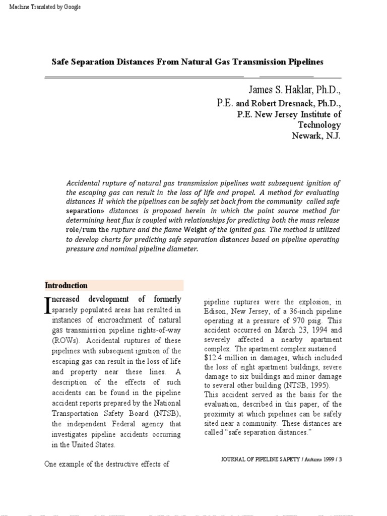 Safe-Separation-Distances-From-Natural-Gas-Pipelines | PDF | Pipeline ...