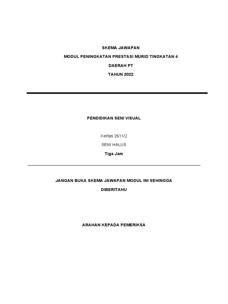 Skema Kertas 1 Dan 2 PSV Ting 4 2022 | PDF