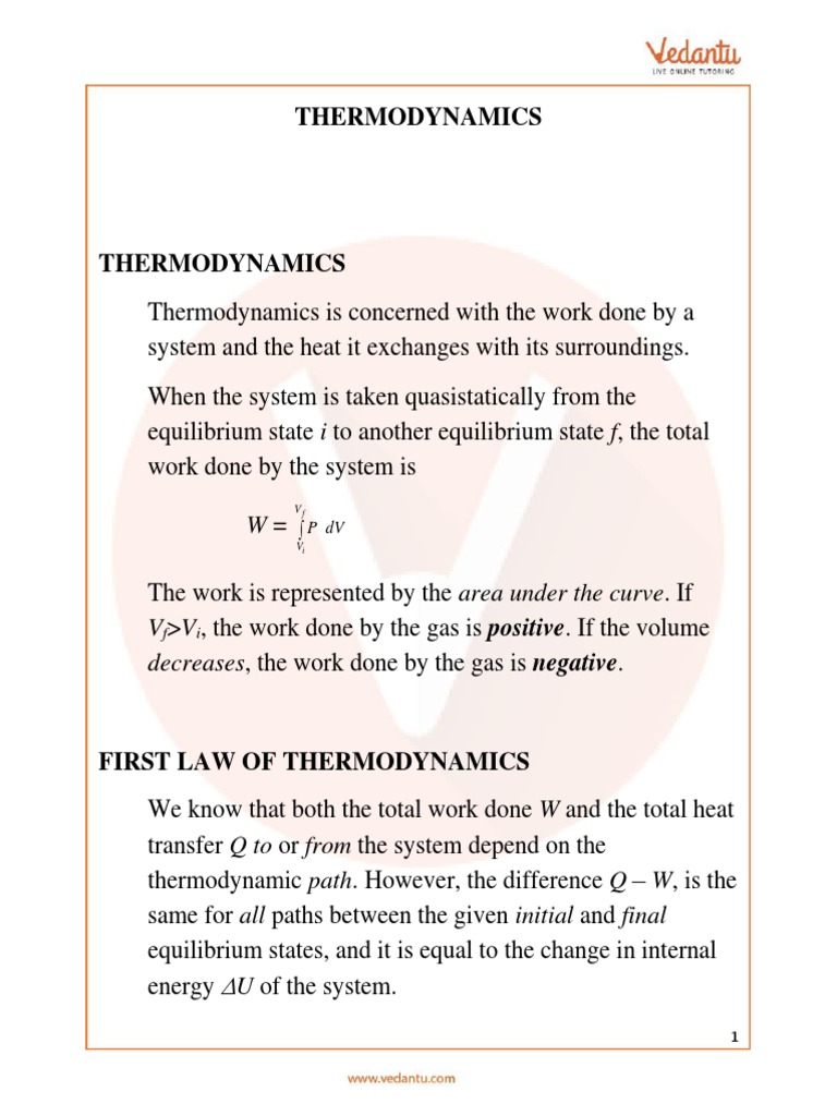 JEE Main 2023 Revision Notes On Thermodynamics - Free PDF Download ...