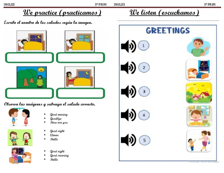 Semana 1 3° Grado Ingles | PDF
