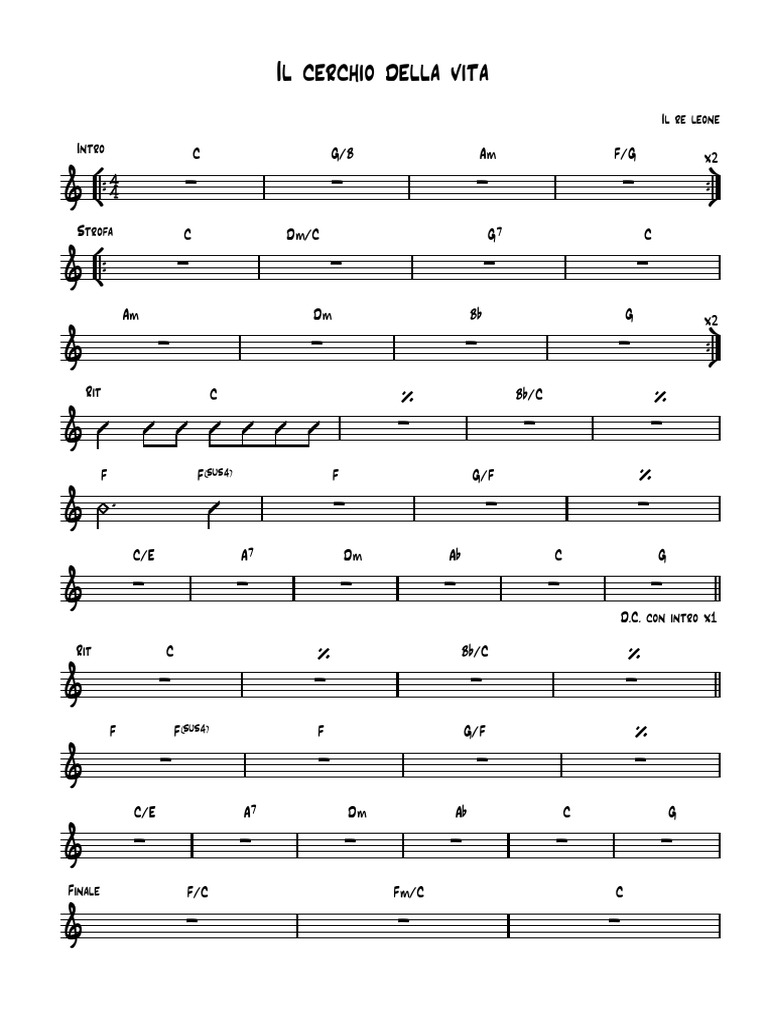 Il Cerchio Della Vita - Tutto Lo Spartito | PDF