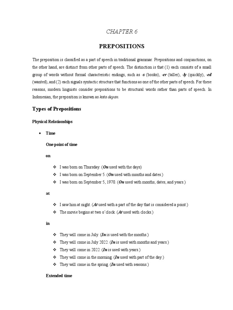 Chapter 6 | PDF | Part Of Speech | Preposition And Postposition