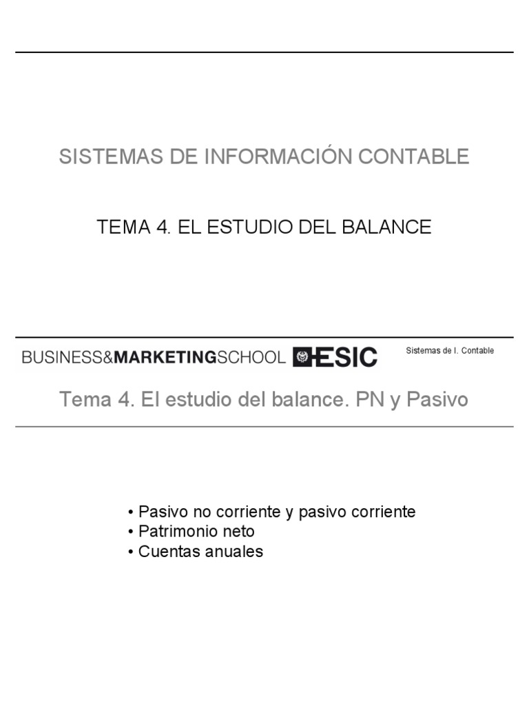 SIC Tema 4 - Estudio Del Balance. PN y Pasivo | PDF | Contabilidad ...
