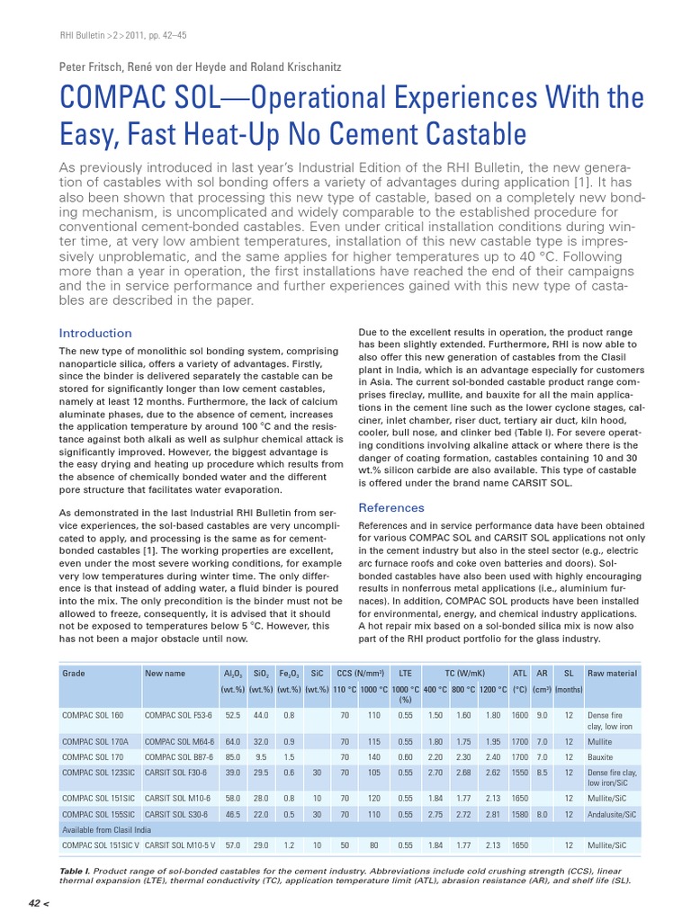 2011 Bullentin Rel. 2 CompacSOL-data | PDF | Refractory | Cement