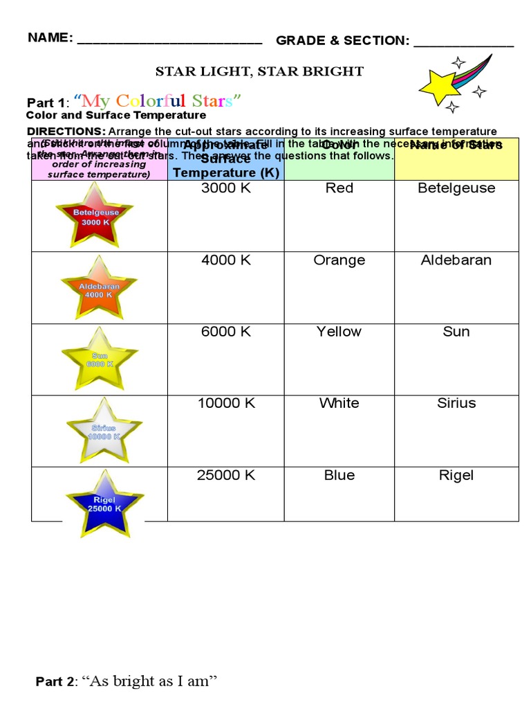 Activity Sheet Stars | PDF