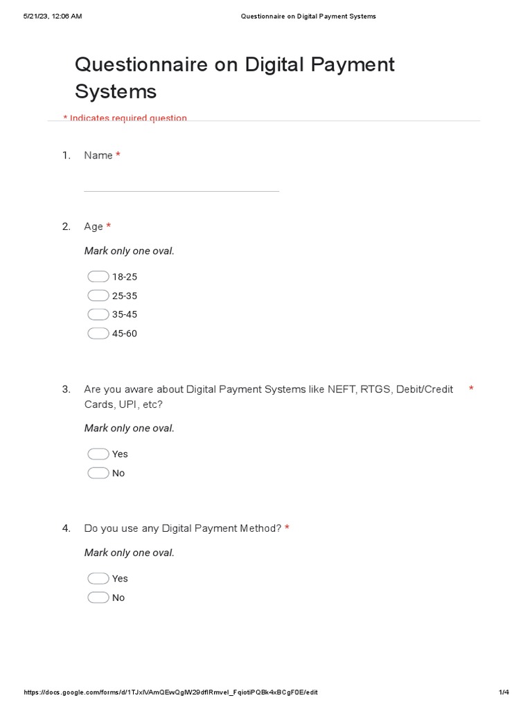 Questionnaire - Google Forms | PDF | Payments | Payment System