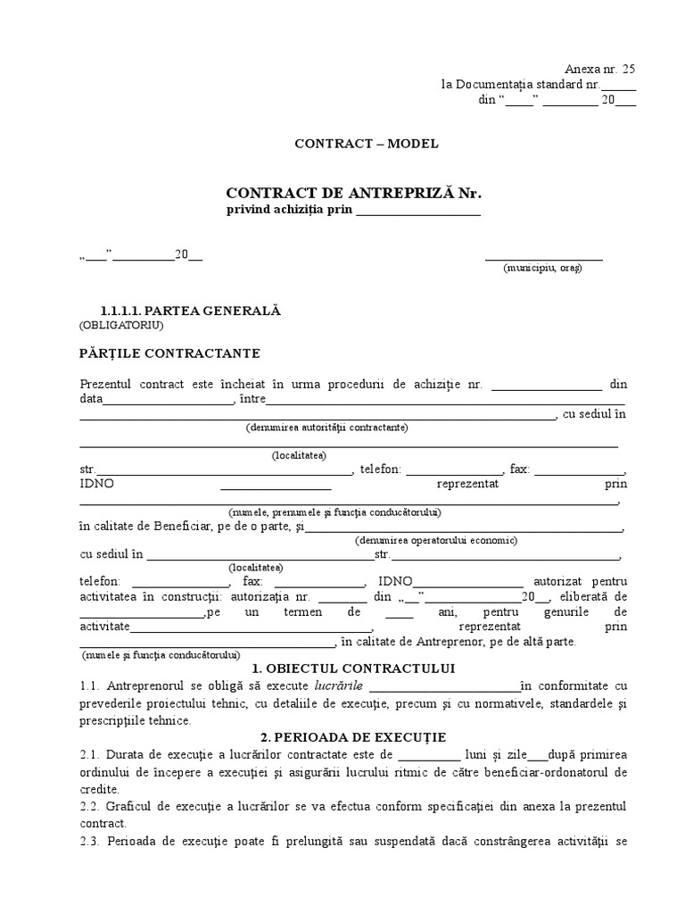 Contract de Antrepriza 1 | PDF