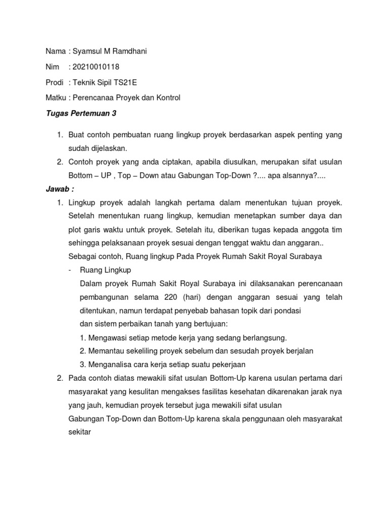 PERENCANAAN PROYEK Dan KONTROL | PDF