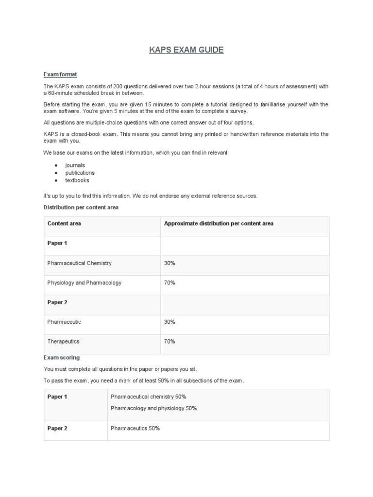Kaps Exam Guide | PDF
