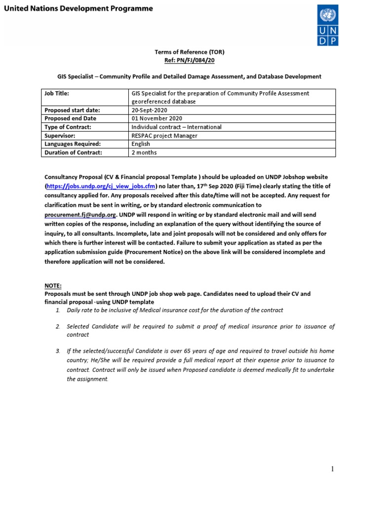 Undp GIS TOR Ref | PDF | Geographic Information System | Databases