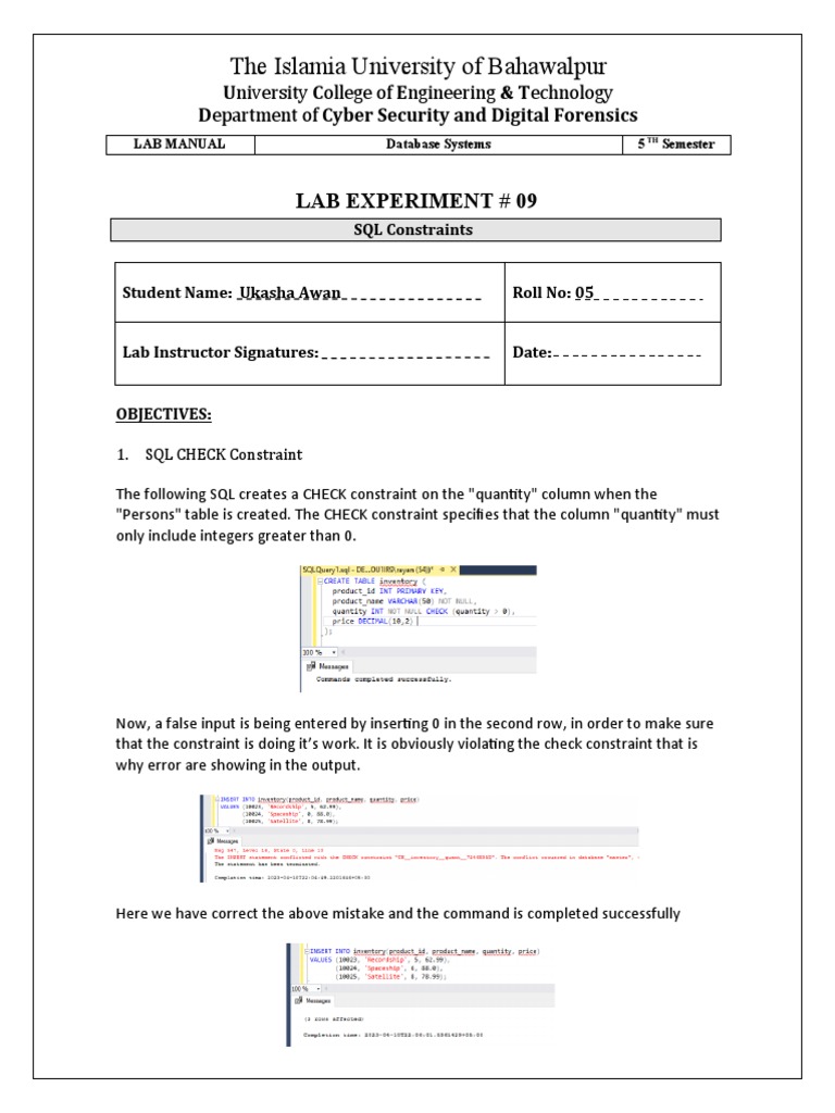 My DBMS lab 9 | PDF