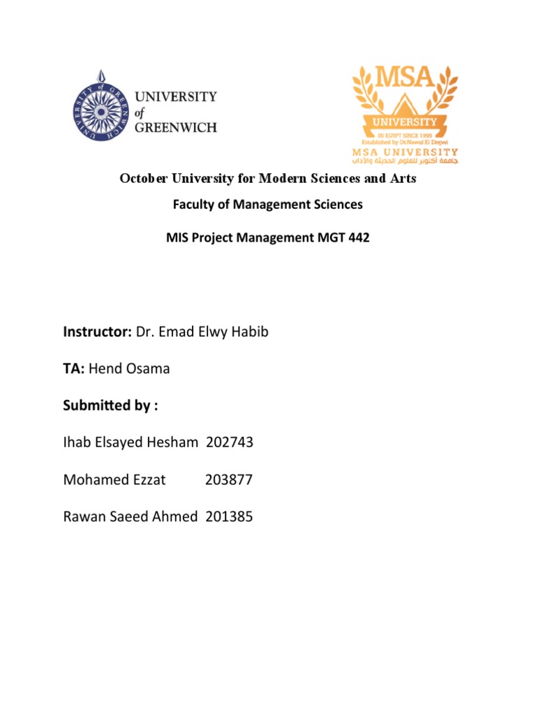 Instructor: Dr. Emad Elwy Habib TA: Hend Osama Submitted by | PDF ...