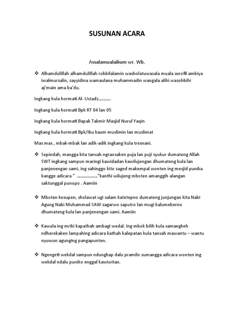 Susunan Acara Pengajian RT 04 | PDF