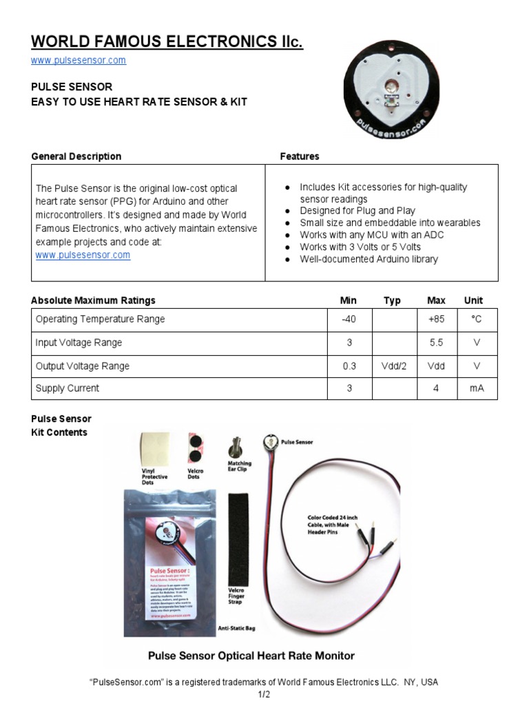 Pulse_Sensor_Data_Sheet | PDF