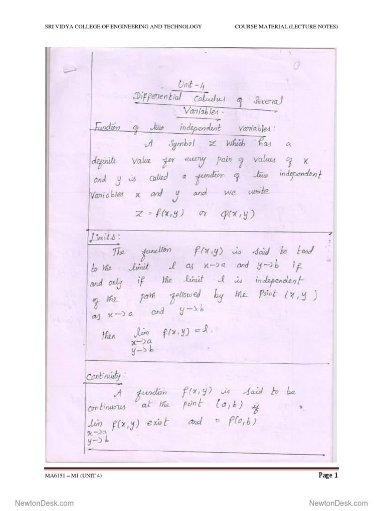 Engineering Mathematics I (U2) 72 | PDF | Science