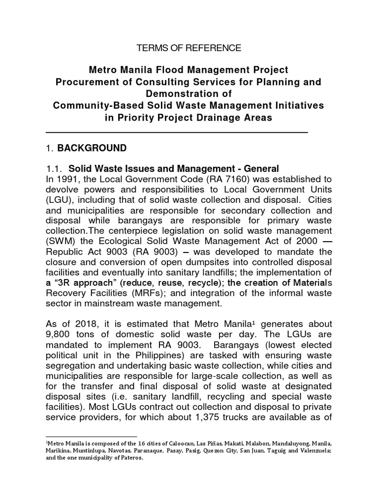 Metro Manila Solid Waste Management Plan | PDF | Waste Management ...