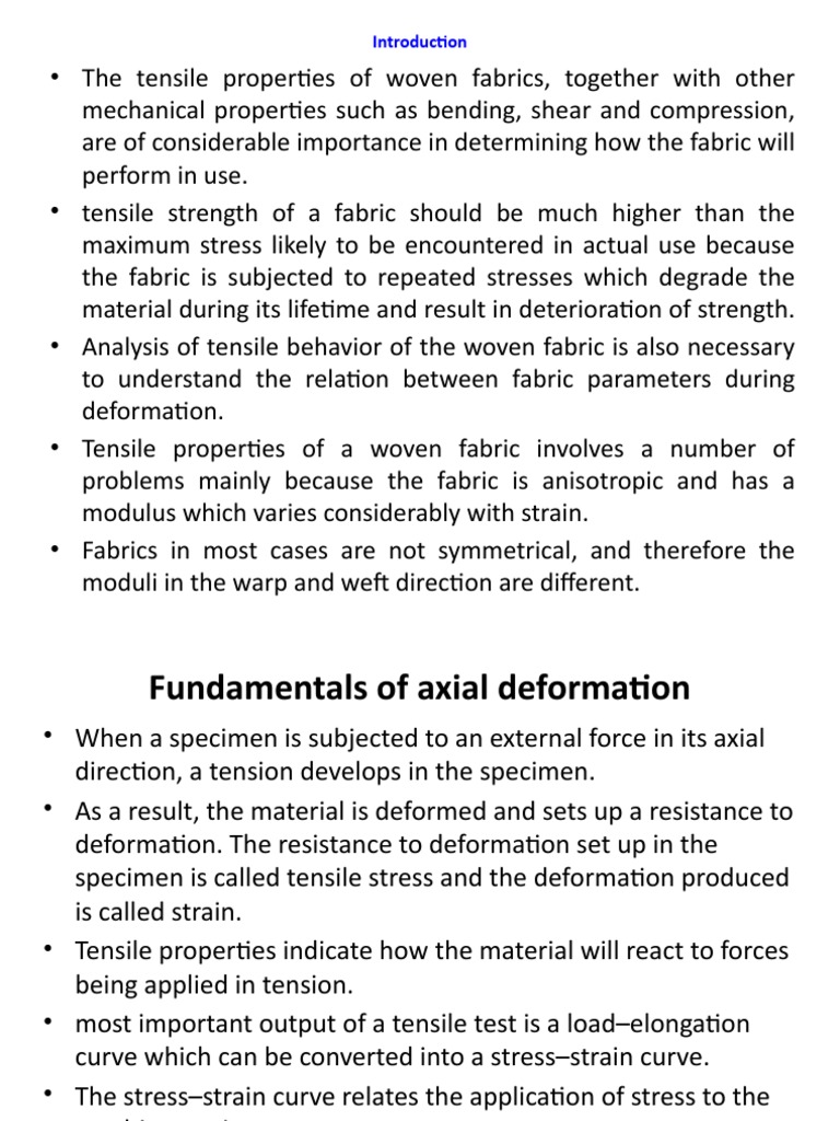 Woven Fabric Tensile Strength Analysis | PDF | Stress (Mechanics ...