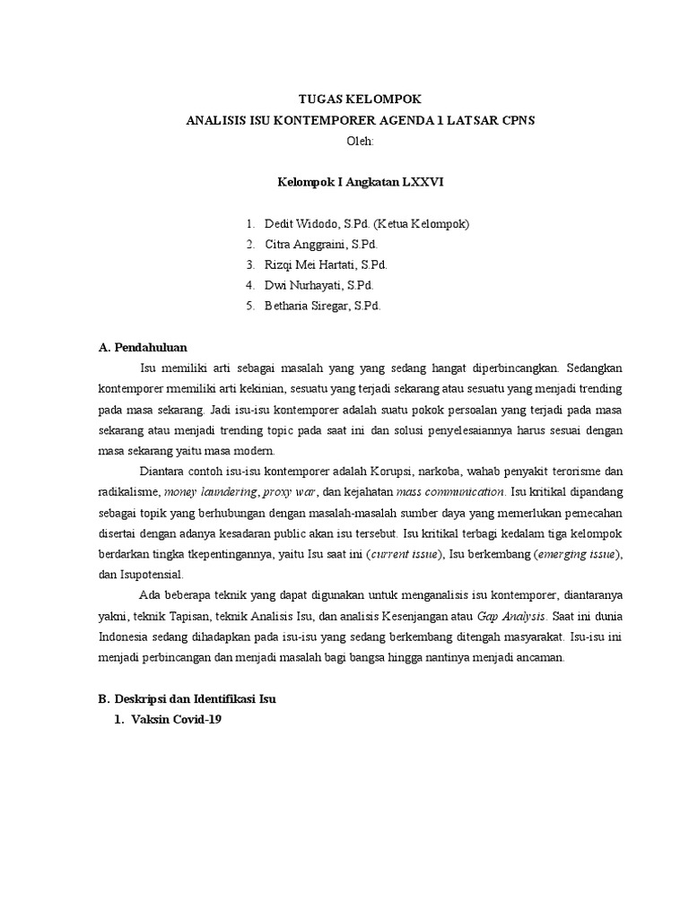 Tugas Analisis Isu Kelompok 1 | PDF