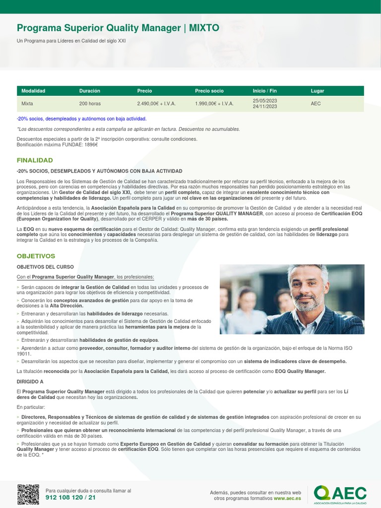 programa-superior-quality-manager | PDF | Calidad (comercial) | Liderazgo