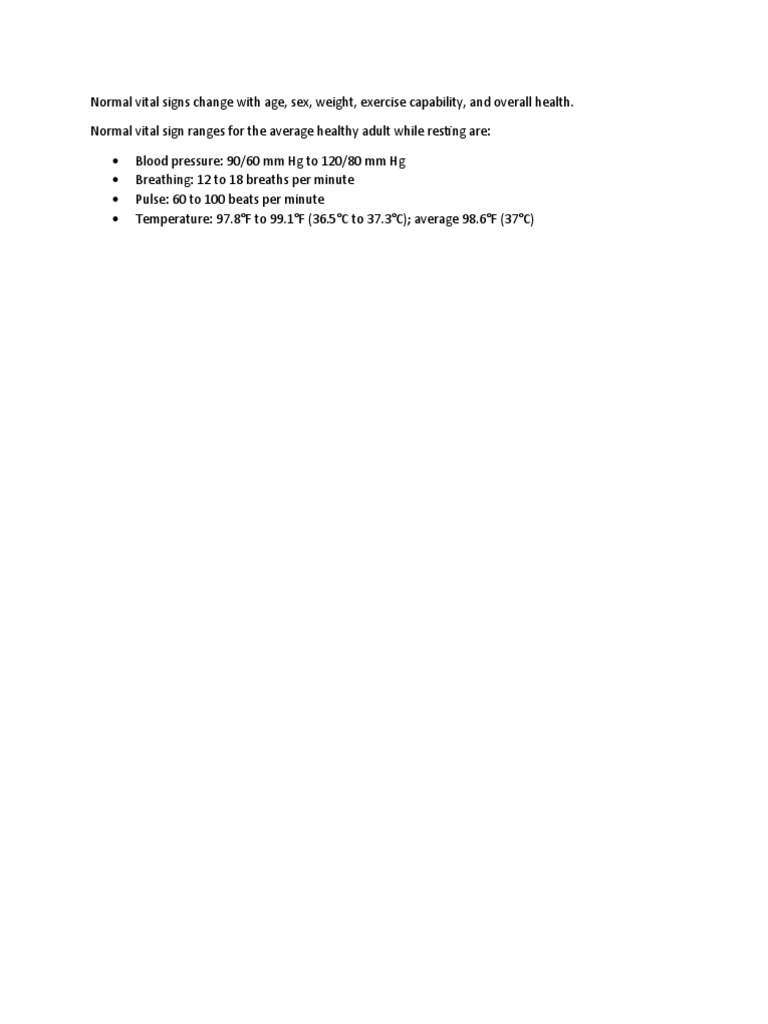 Normal Vital Signs Change With Age | PDF