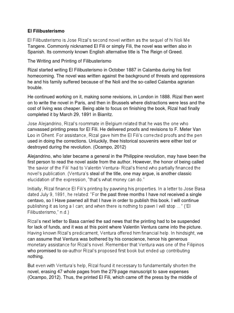 El Filibusterismo | PDF | Philippines