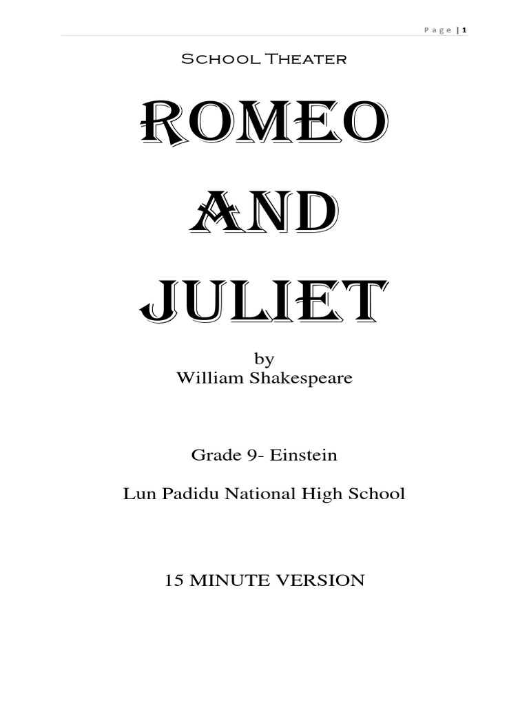 15-Minute Romeo and Juliet Play | PDF | Characters In Romeo And Juliet ...