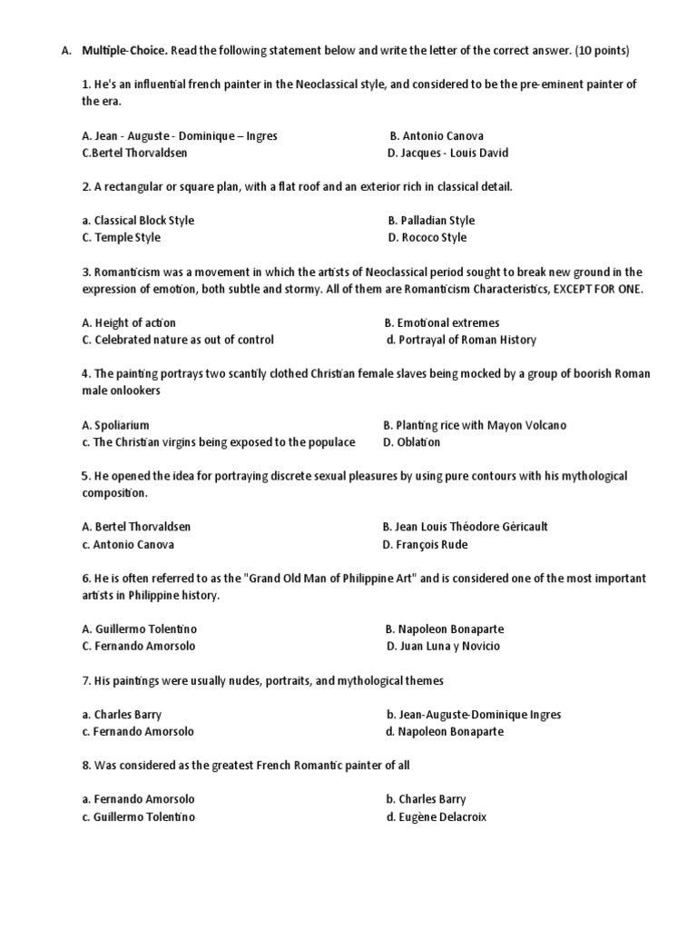 Mapeh Arts Activity Final. | PDF | Romanticism | Sculpture