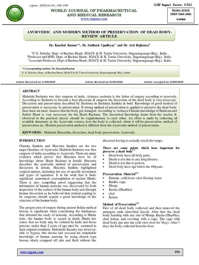 Article 1601459023 | PDF | Cadaver | Ayurveda