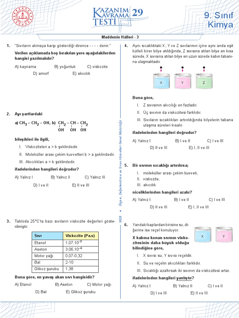 Sınıf 9. Sınıf Kimya Kimya | PDF