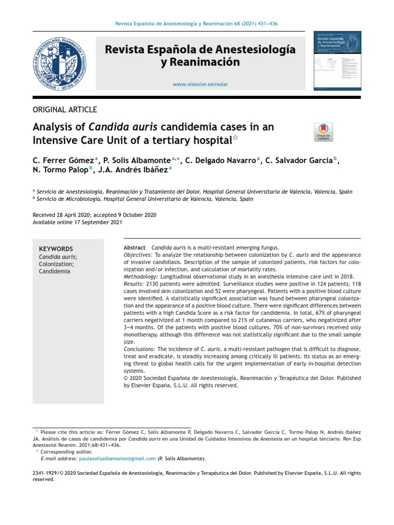 Analysis of Candida Auris Candidemia Cases in An | PDF | Candida ...