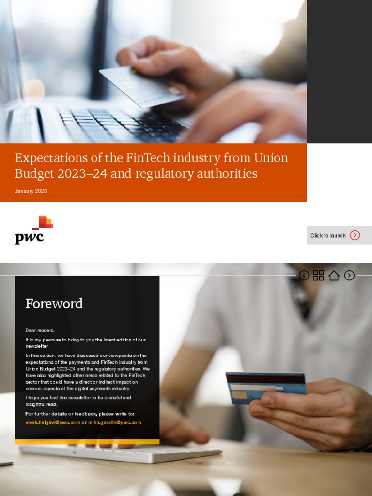 PWC - Expectations of The Fintech Industry From Union-Budget 2023-24 ...